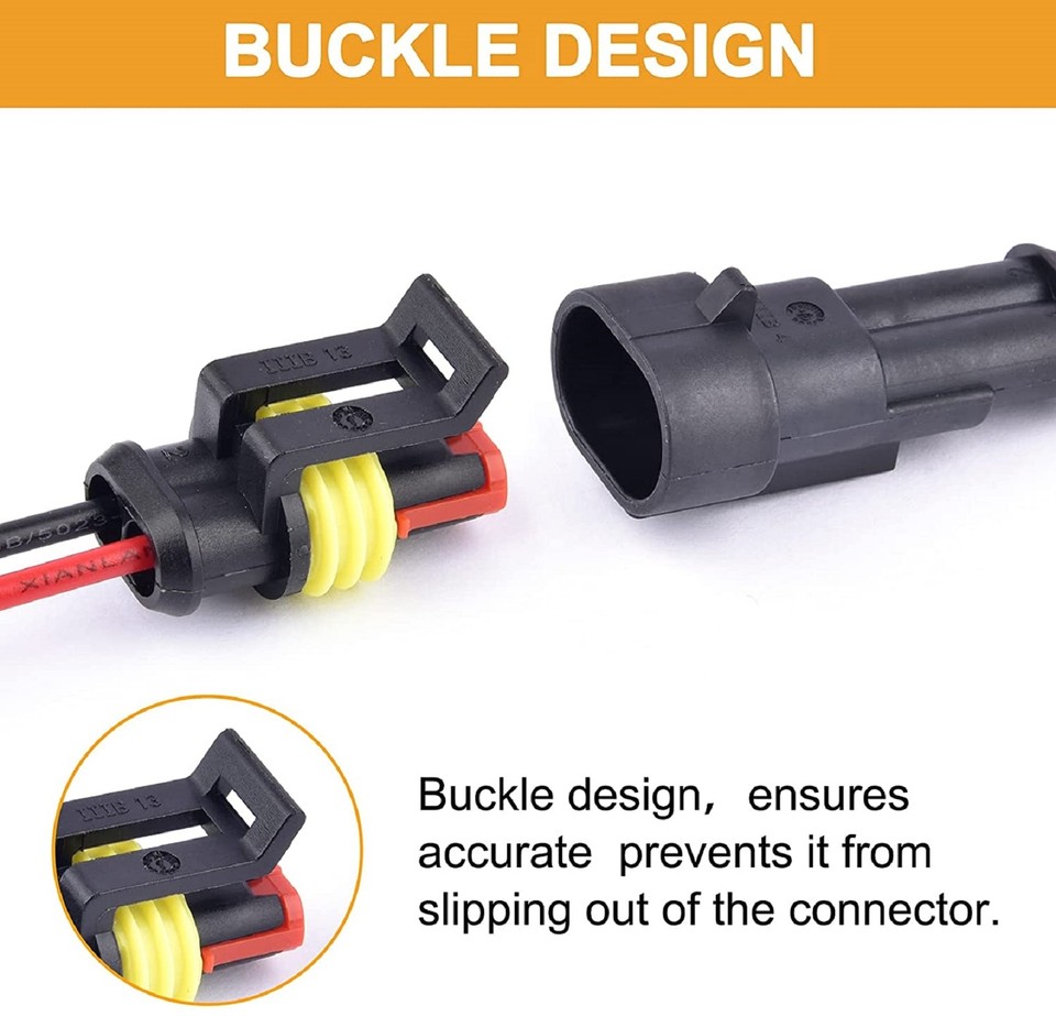 10X 2Pin Car Waterproof Electrical Wire Cable Connector Male Female Way ...