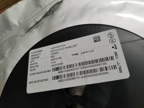 Lot of 500 eSIM Card Idemia MFF2 ASP01124 SIM Reel KORE mff2-euicc ...