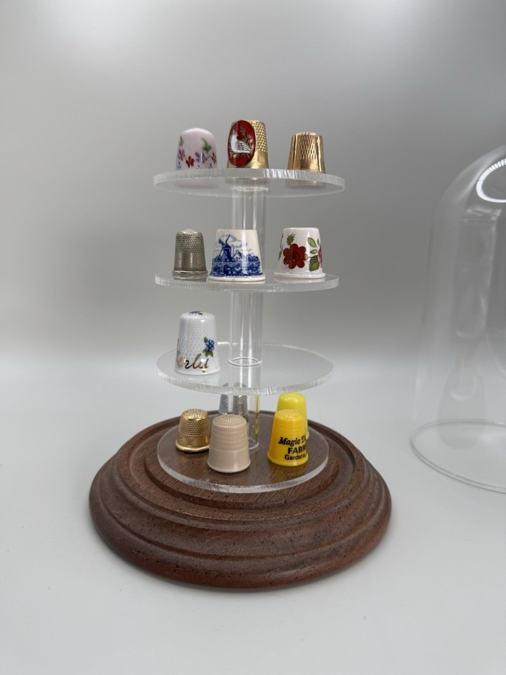 Vintage Glass Dome Thimble Display Case 7.5”H X 5”W w/ Thimble Lot | eBay