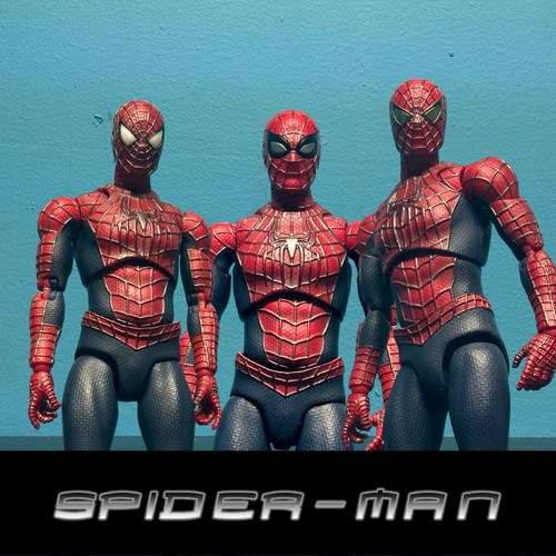 HEADS ONLY Mafex 241 Raimi Spider-Man Trilogy Tobey Custom Painted Lot ...