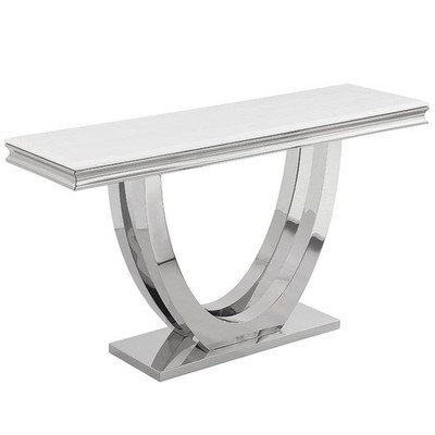 Pemberly Row Modern Silver Rectangle Faux Marble Console Table | eBay