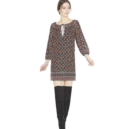 ALICE + OLIVIA Gillian Embroidered Floral Blouson Dress Black Multi ...