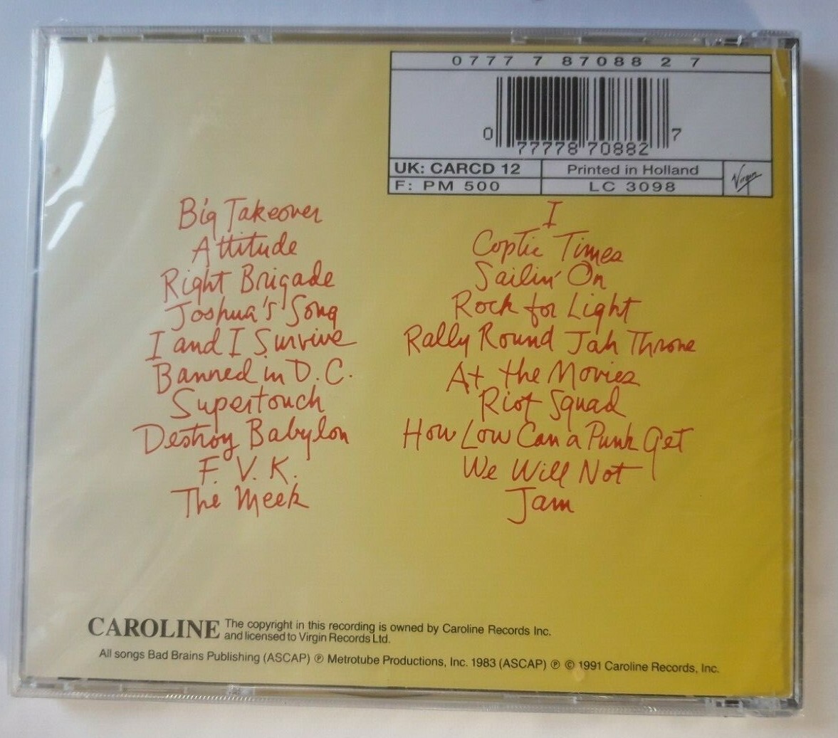 BAD BRAINS Rock For Light CD | SEALED | US Hardcore Punk Soul Brains ...