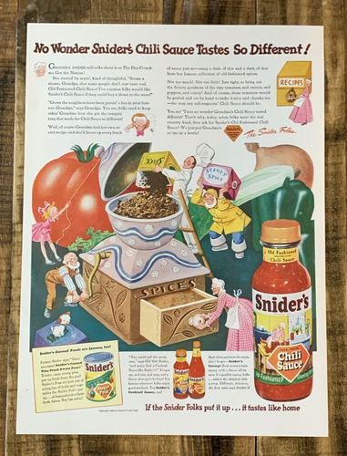 Snider's Chili Sauce Sweet Peas General Foods WWII Vintage Print Ad ...