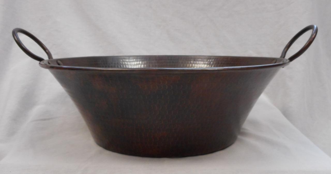 SimplyCopper Large 16" Vintage Copper Cazo Bathroom Vessel Sink with ...