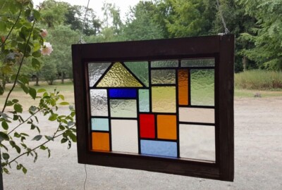 Stained Glass Panel & Frame With Hanging Hooks ( T ) | eBay UK