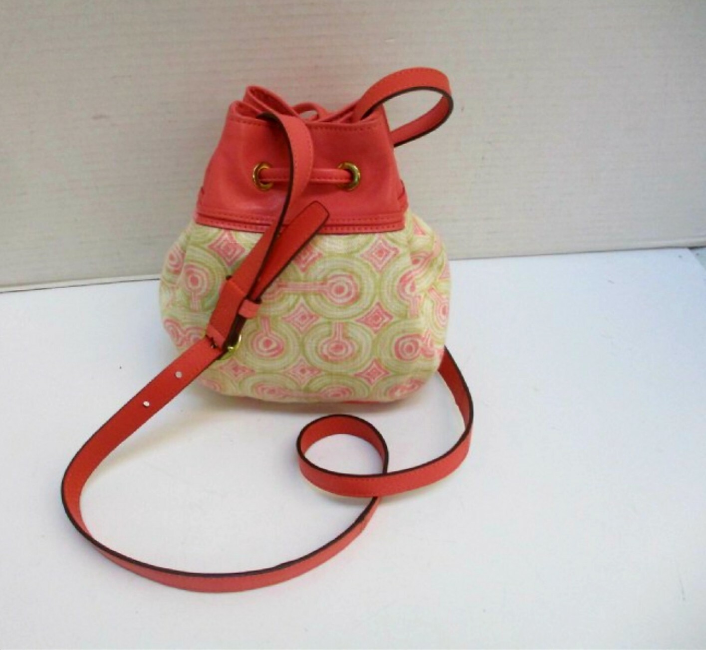 Coach Coral Pink Mini Crossbody Bucket Bag W/COA | eBay