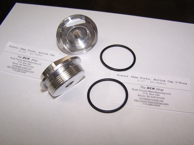 Two New Simons Forks 38mm Bottom Caps and O-Rings 11-116 AHRMA VMX ...