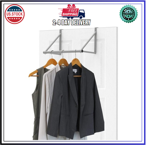 Over the Door Clothes Hanging Bar Rack Valet Hanger, Space Saver Hook ...