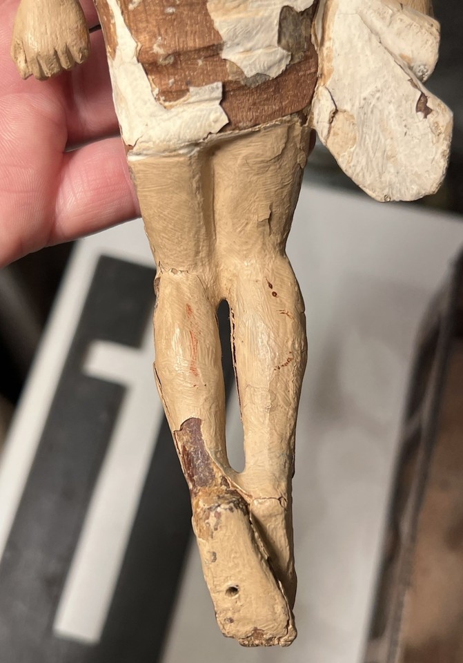 Antique 18th/19th Century Carved Polychrome Wood Jesus in Folk Tramp ...