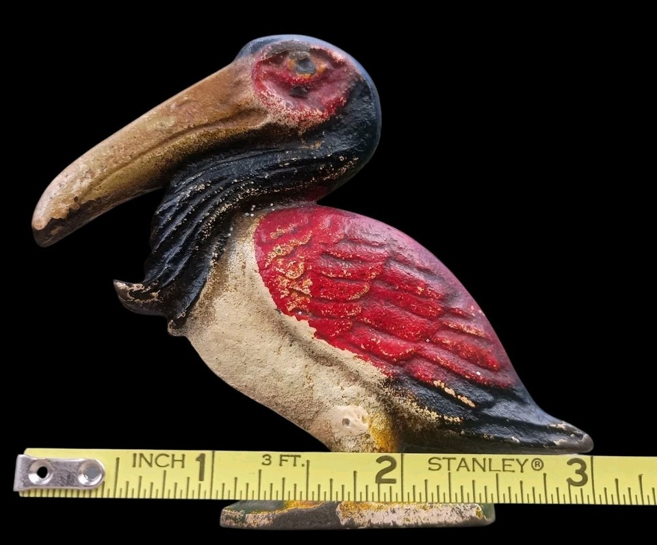 Vintage Antique Cast Iron 3" Pelican Bottle Opener Barware Good Paint ...