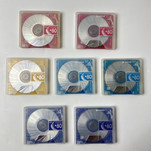 LOT 7 USED Fujifilm MiniDisc 80 Minute Assorted Colors W/ Cases ...