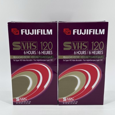 S-VHS Blank Tape Lot Of 2 NEW Fujifilm 120 6 Hours Super VHS Videotape ...