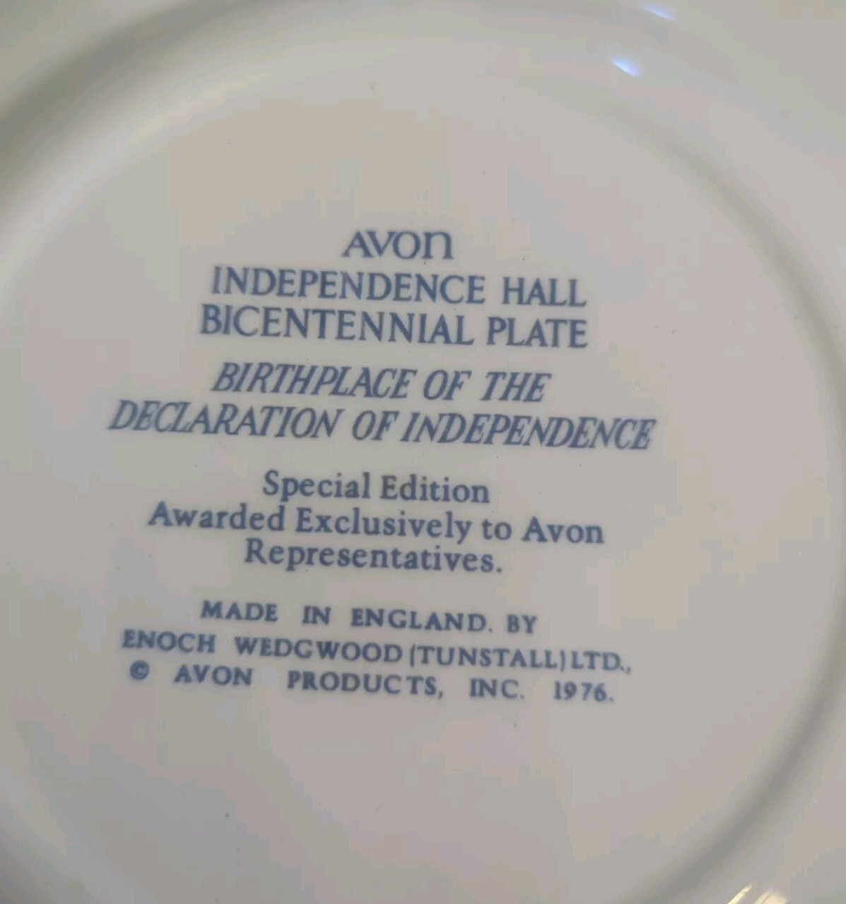 Avon 1976 Bicentennial Plate Special Edition Representatives Award ...