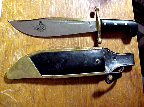 Case U.S.A. XX 1386 LARGE BOWIE KNIFE in Brass Trimmed Leather SCABBARD ...