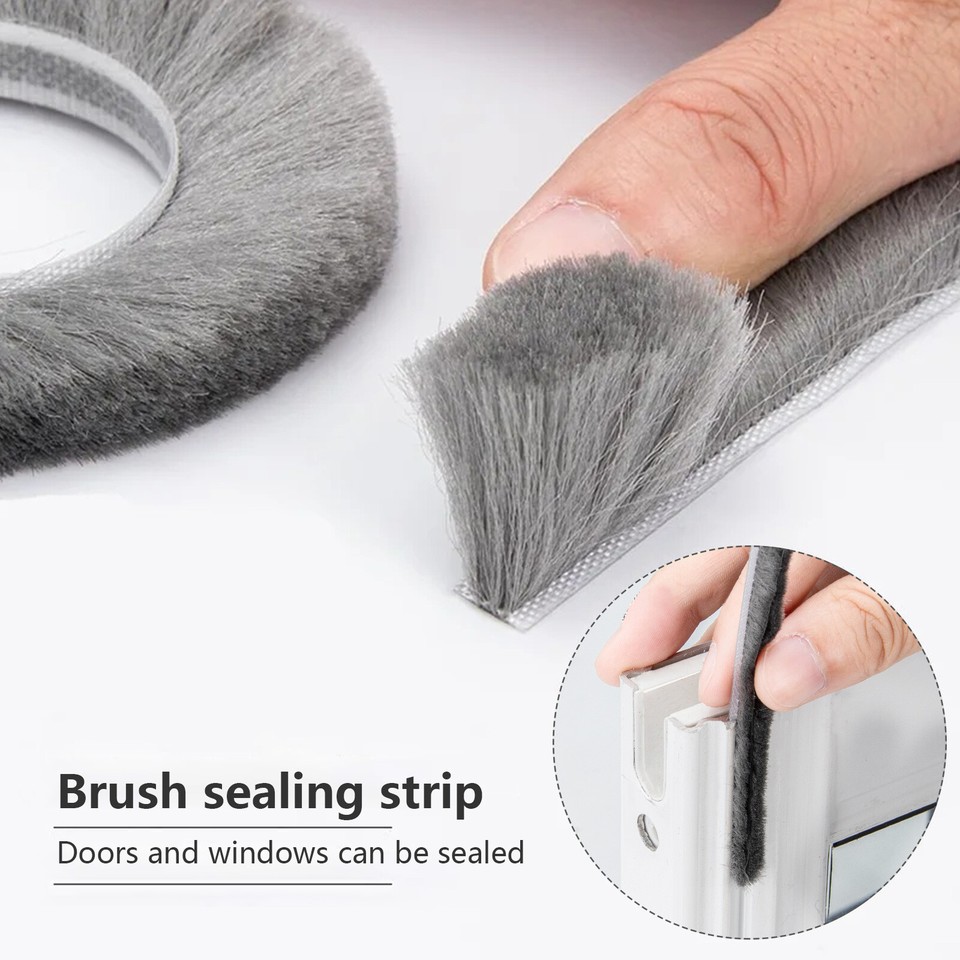 9 Sizes Hairy Seal Brush Pile Door Window Sliding Weather Strip Draught ...