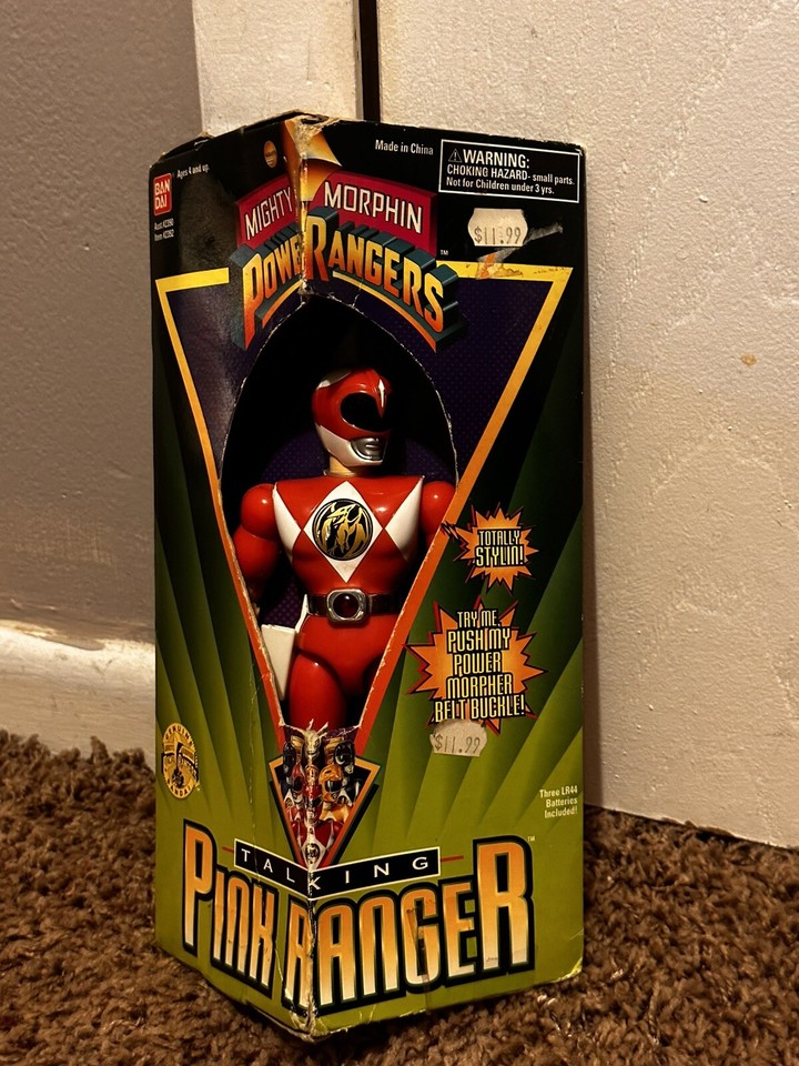 1995 Mighty Morphin Power Rangers Talking Pink Ranger 8" Bandai Working ...