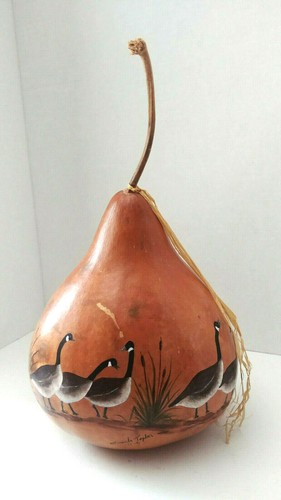 Hand Painted Gourd Geese Circling Around Signed Merinda Taylor 10/91 | eBay