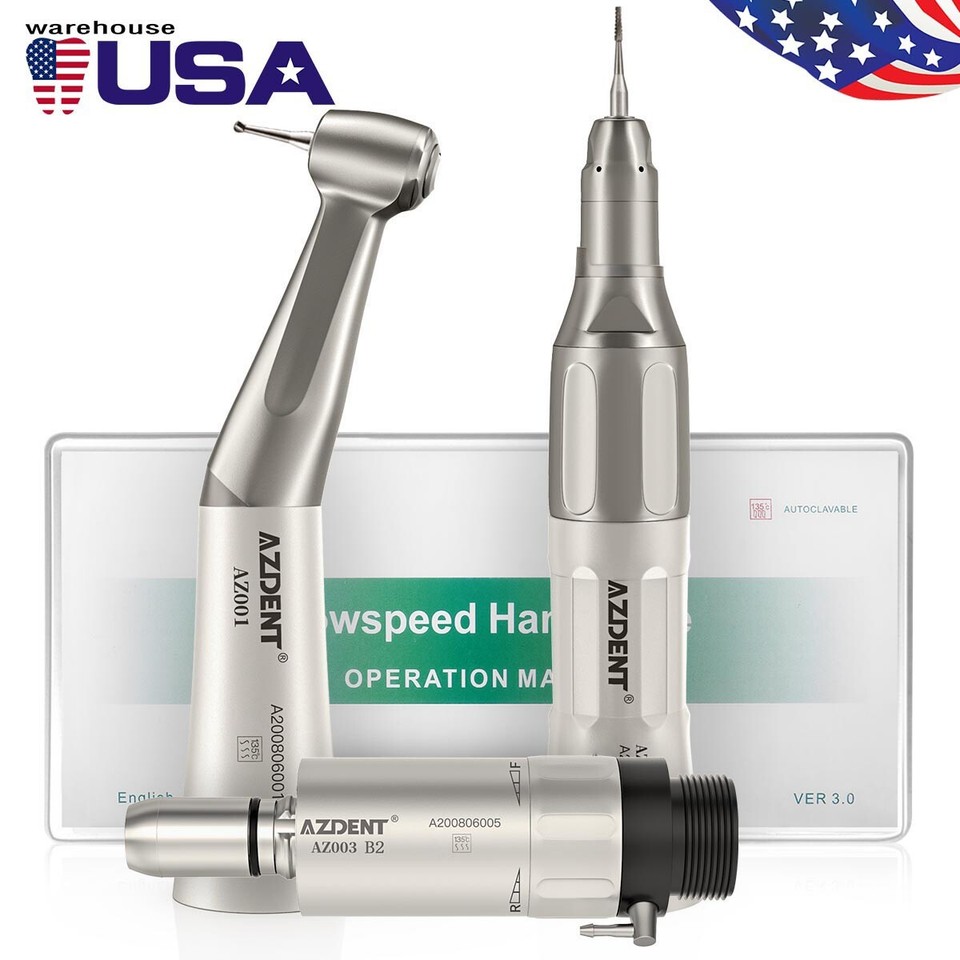 AZDENT Dental Slow Low Speed Handpiece Straight Contra Angle Air Motor ...