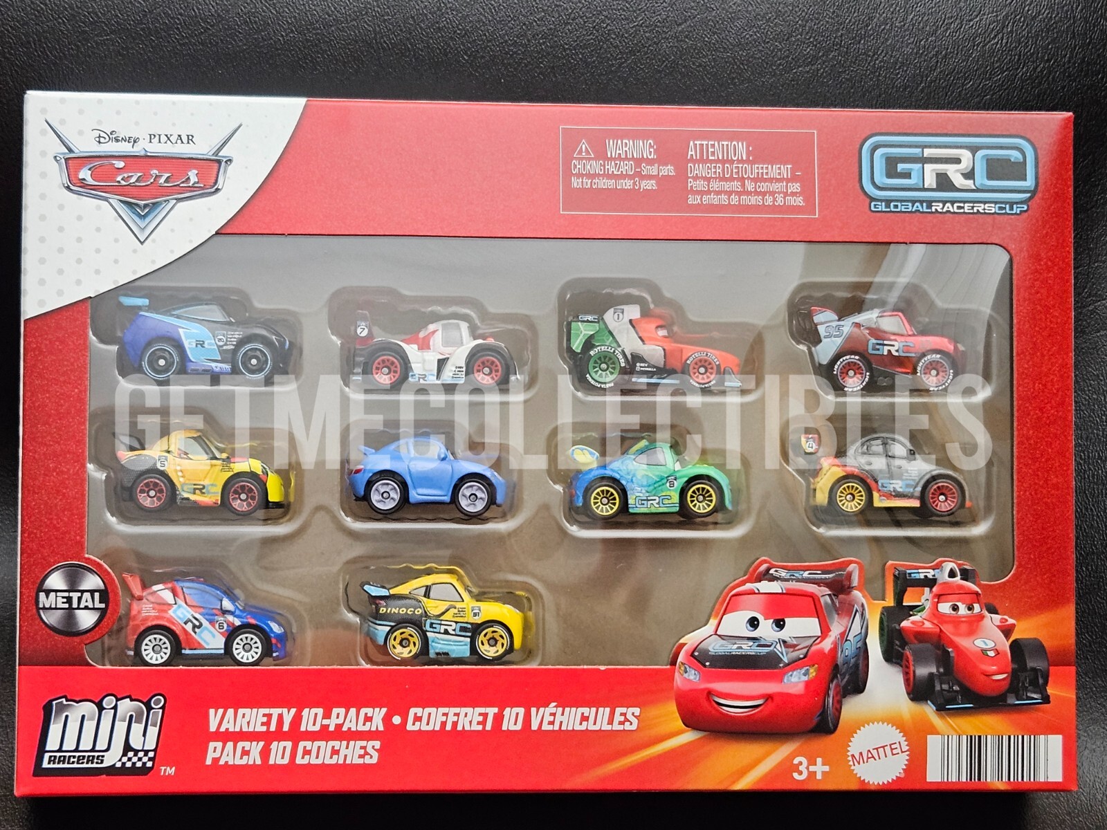 DISNEY PIXAR CARS MINI RACERS GRC METALLIC LIGHTNING MCQUEEN 10 PACK ...