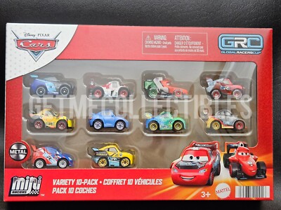 DISNEY PIXAR CARS MINI RACERS GRC METALLIC LIGHTNING MCQUEEN 10 PACK ...