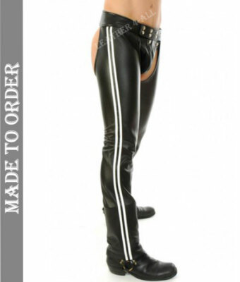 Men's Real Leather Chaps Bikers Chaps With Detachable Codpiece Coloured ...