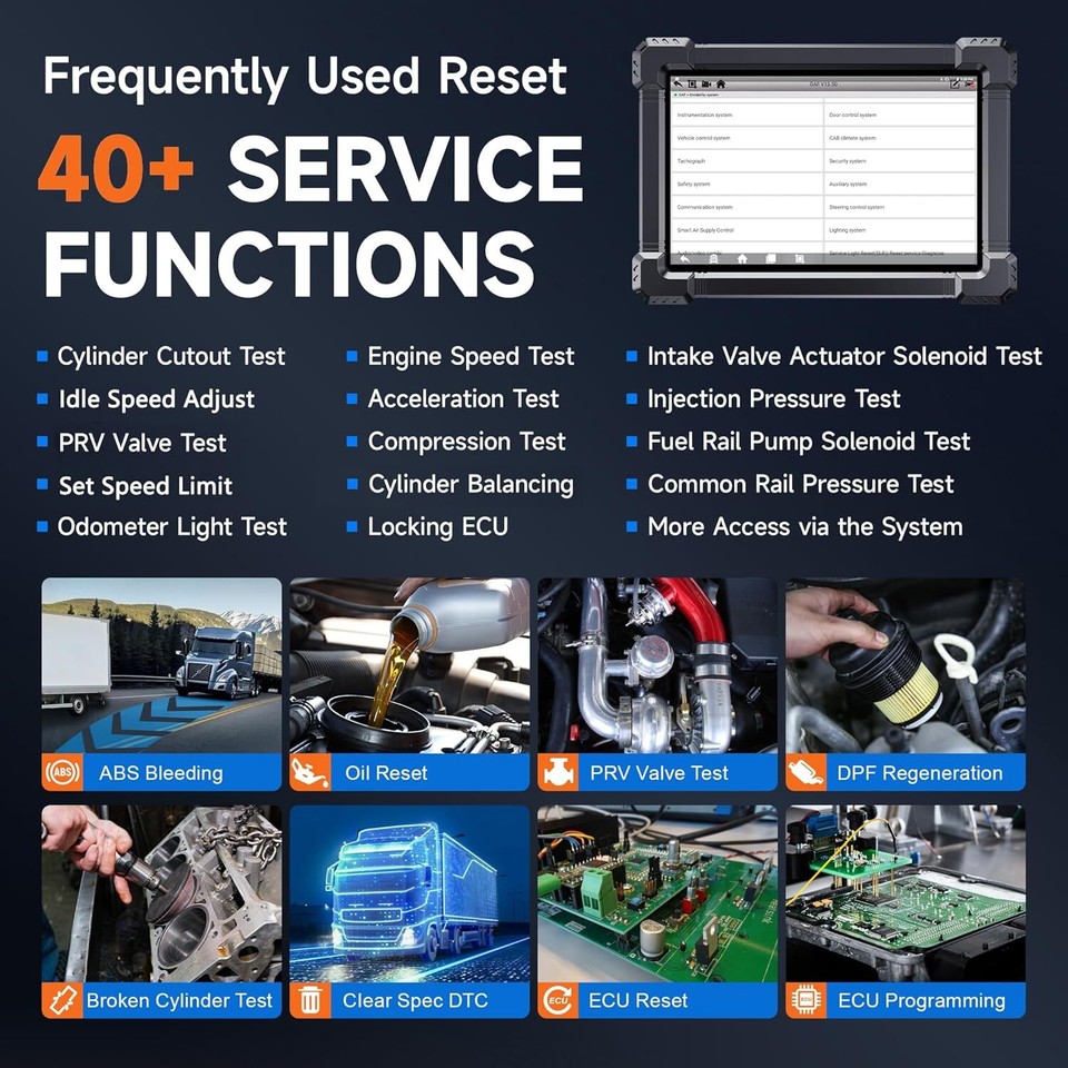 ANCEL X7 HD Heavy Duty Truck Diagnostic Tool OBD2 All System DPF ABS ...