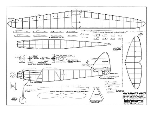 1936 Wakefield Winner 44" Wingspan Model Airplane Printed Plans ...