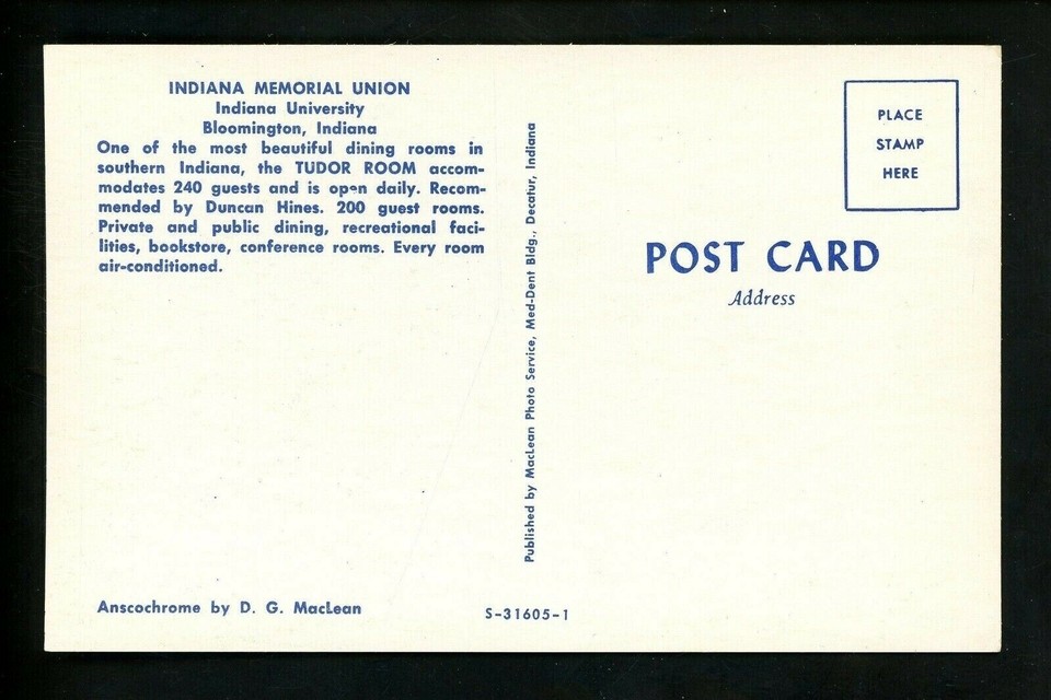 Indiana IN chrome postcard Bloomington, Indiana University Memorial ...