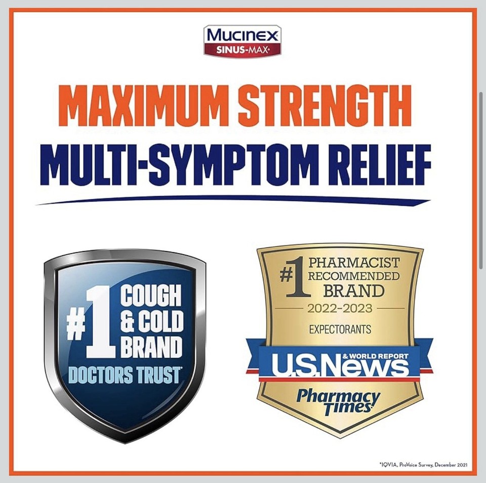 3x Mucinex Sinus-Max Pressure Pain Cough Max Strength Caplets 20ct, BB ...