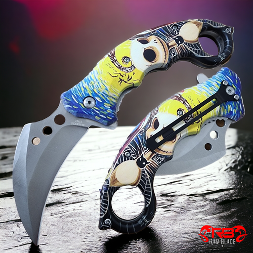 8" SPIDER KARAMBIT SPRING OPEN ASSISTED TACTICAL FOLDING BLADE POCKET ...