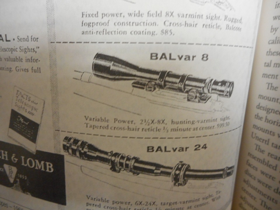 BAUSCH & LOMB "Bal-Var 8" (1955-1963) (2.5-8X) RIFLE SCOPE | eBay