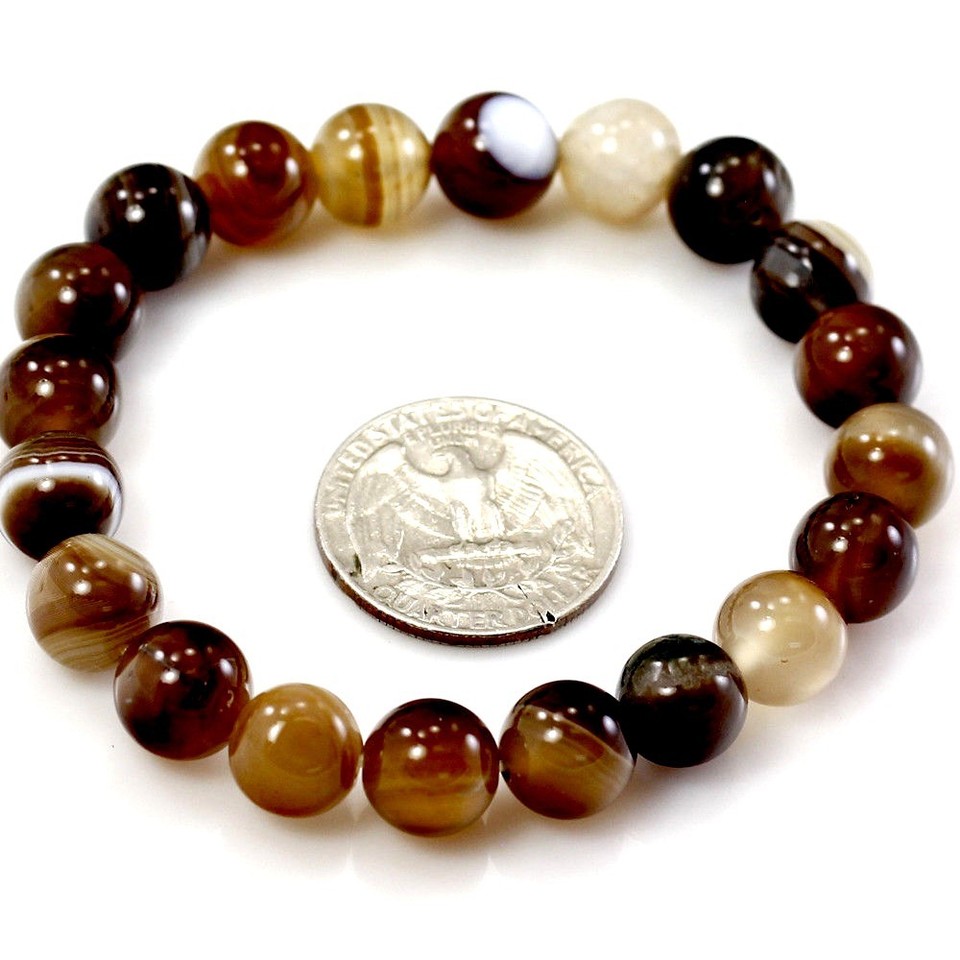 12mm Handmade Round Beaded Stretch Balance Bracelet 6.5-9