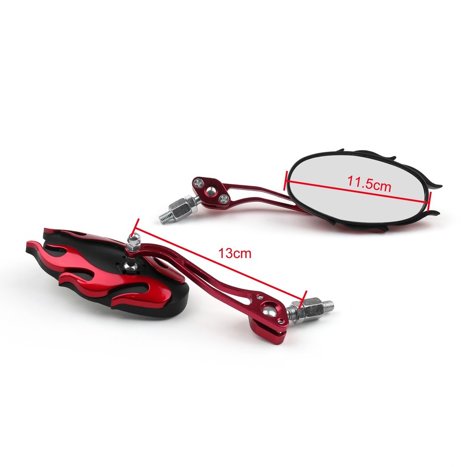 Universal Motorcycle Rearview Mirrors Rear View Mirror 8mm 10mm Red #8 ...