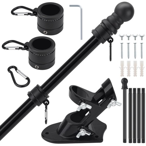 Flag Pole, 6FT Stainless Steel Flagpole with 2 Holder Brackes, Tangle ...