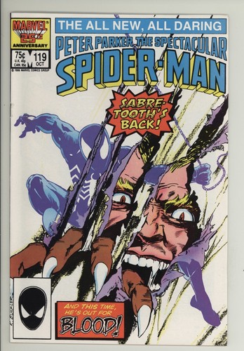 Spectacular Spiderman 119 - vs Sabertooth - Venom - High Grade 9.4 NM ...