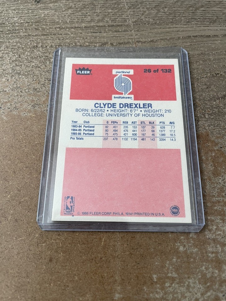 1986 Fleer #26 Clyde Drexler Rookie EX-MT To NM-MT | eBay