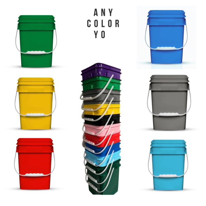 4 Gallon Square Food Grade Bucket Pail with Plastic Handles lids- Made ...