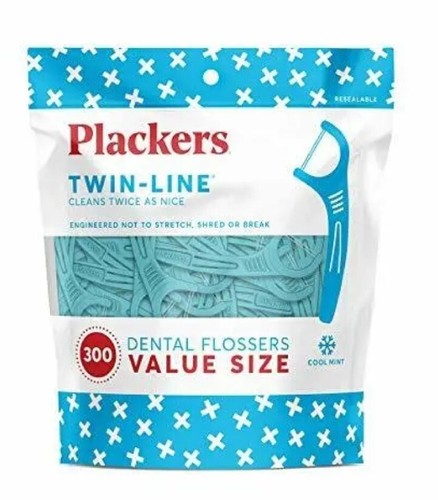 Plackers Twin-Line Dental Floss Picks Cool Mint 300 Count Pack | eBay