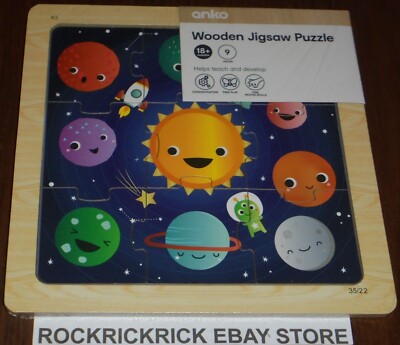 ANKO 9 PIECE WOODEN JIGSAW PUZZLE PLANETS 35/22 (16CM X 16CM) BRAND NEW ...