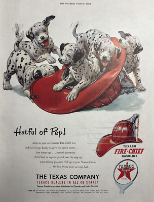 1951 Texaco Fire Chief Gasoline Hatful Full Pep Dalmatians Vintage ...