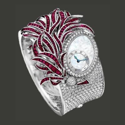 Lab Burma Ruby Women Wrist Watch Handmade Red Carpet Jewelry 925 Fine ...