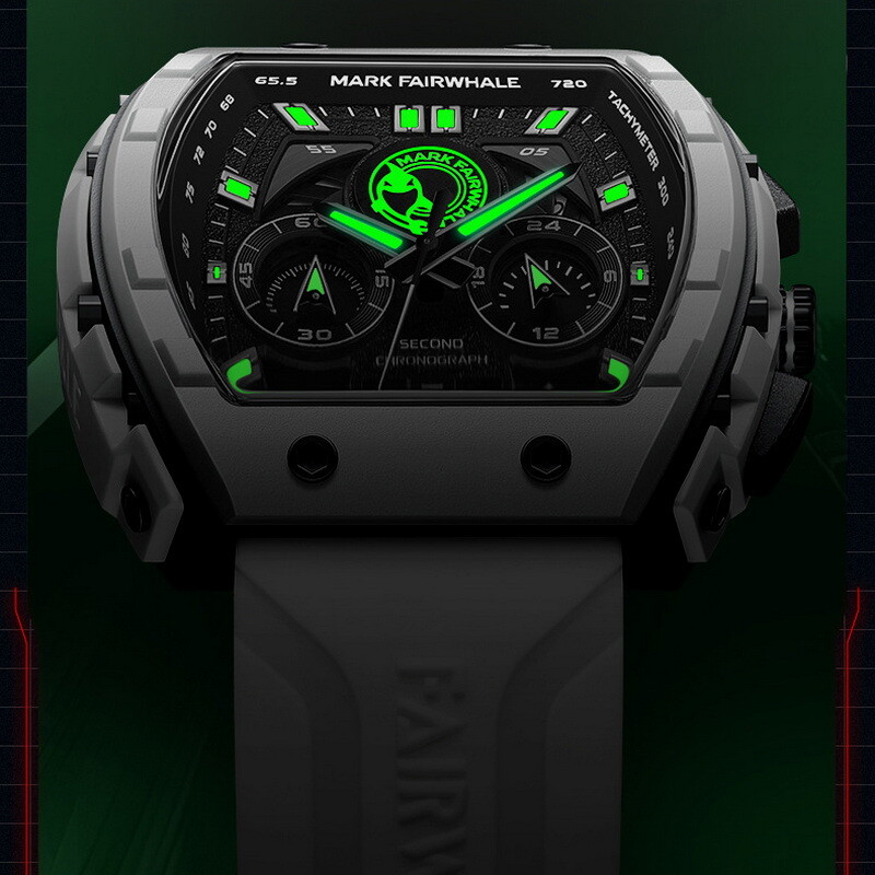 MARK FAIRWHALE Tonneau Luminous Multifunction Chronograph Calendar ...