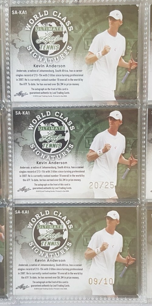 2015 Ultimate Leaf World Class Signatures Kevin Anderson Bronze/Silver ...