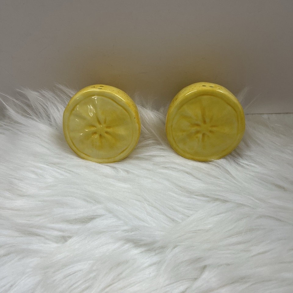 Ceramic Sliced Lemon Salt & Pepper Shakers Summer Spring Kitchen ...