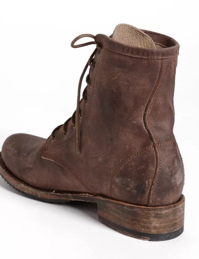 FREEBIRD by STEVEN Charlie Combat BOOTS 9 Black Distressed Leather ...