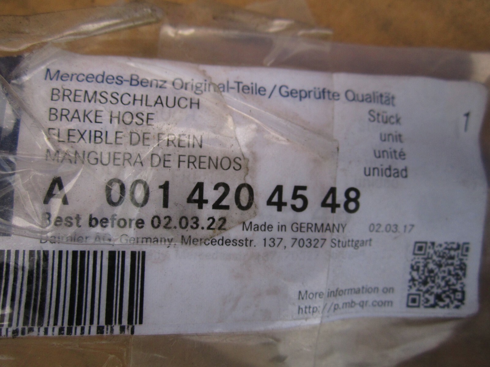 Mercedes-Benz C W205 Rear Brake Pipe Hose A0014204548 OEM for sale ...