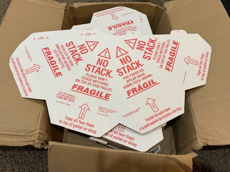 50 Pack Pallet Cones Red/White Corrugate NoStack 45GY12 Spanish English ...