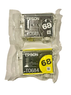 Epson 68 Black & Yellow Ink Cartridges, T0681 T0684 2 Pack Genuine! | eBay