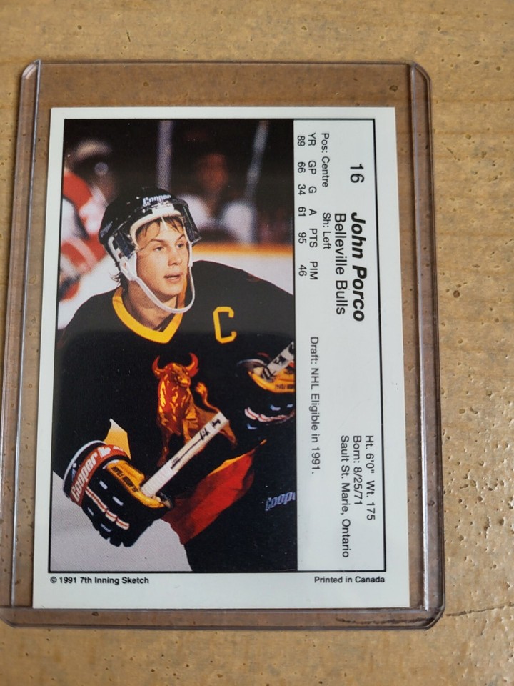 1990-1991 7 th inning sketch OHL / 16 JOHN PORCO BELLEVILLE BULLS | eBay